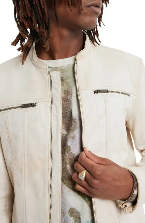 John Varvatos Brando Band Collar Leather Jacket