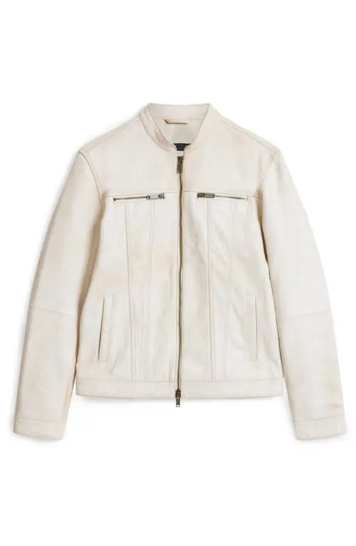 John Varvatos Brando Band Collar Leather Jacket