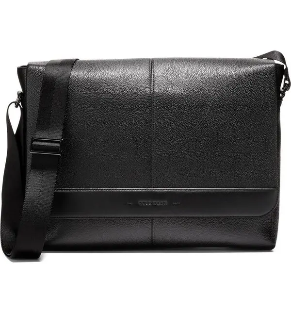 Cole Haan Triboro Leather Messenger Bag - Black