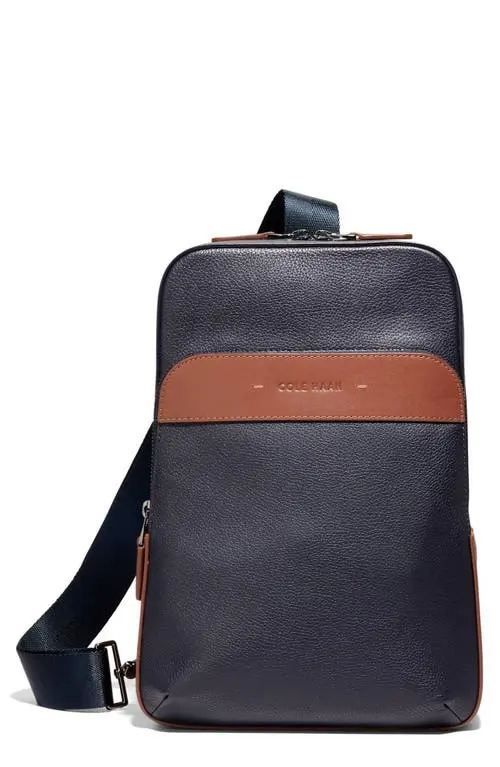 Cole Haan Triboro Leather Sling Bag - Navy/new British Tan
