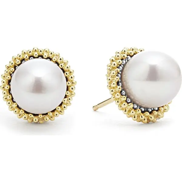 Lagos Luna Pearl Lux Stud Earrings - Silver