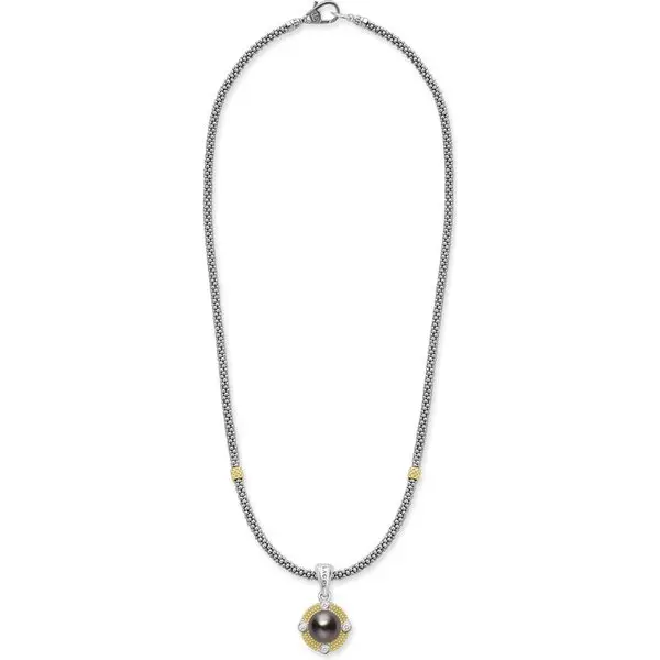 Lagos Luna Freshwater Pearl & Diamond Pendant Necklace