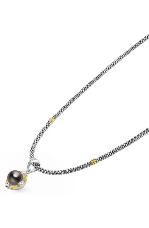 Lagos Luna Freshwater Pearl & Diamond Pendant Necklace