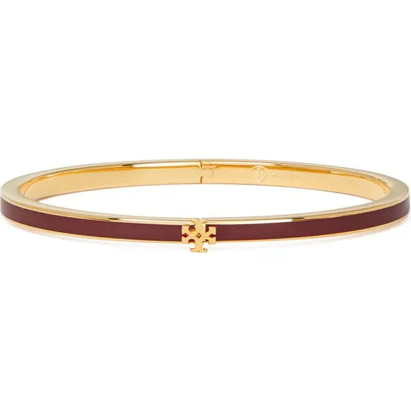 Tory Burch Thin Icon Enamel Bracelet - Tory Gold / Burgundy