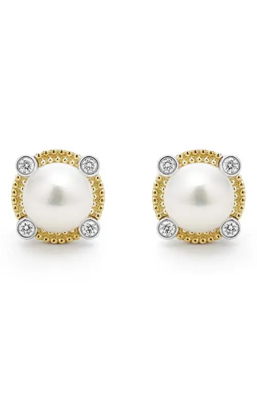 Lagos Luna Pearl And Diamond Stud Earrings