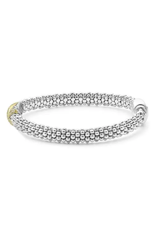 Lagos Embrace Pavé Diamond X Bracelet - Silver