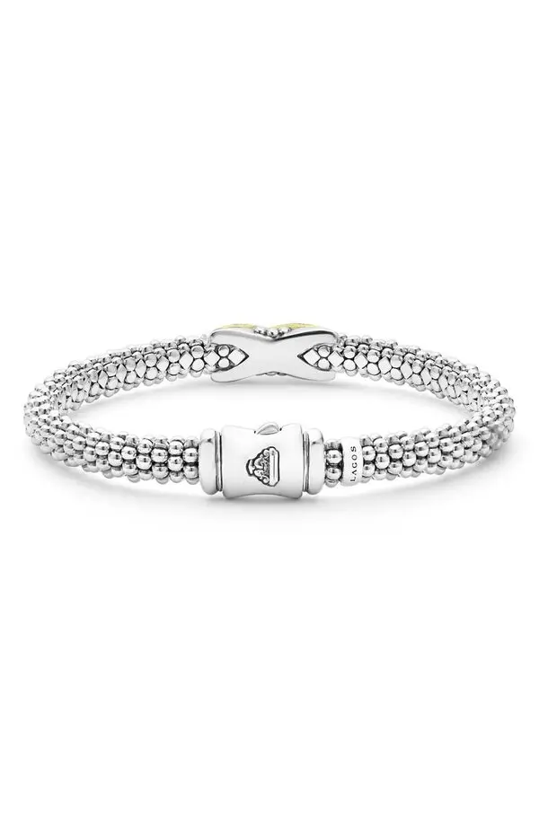 Lagos Embrace Pavé Diamond X Bracelet - Silver