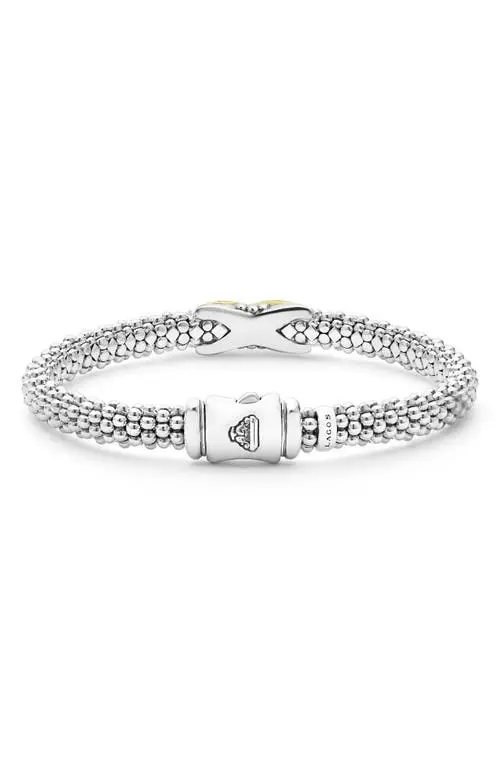 Lagos Embrace Pavé Diamond Center X Bracelet - Silver