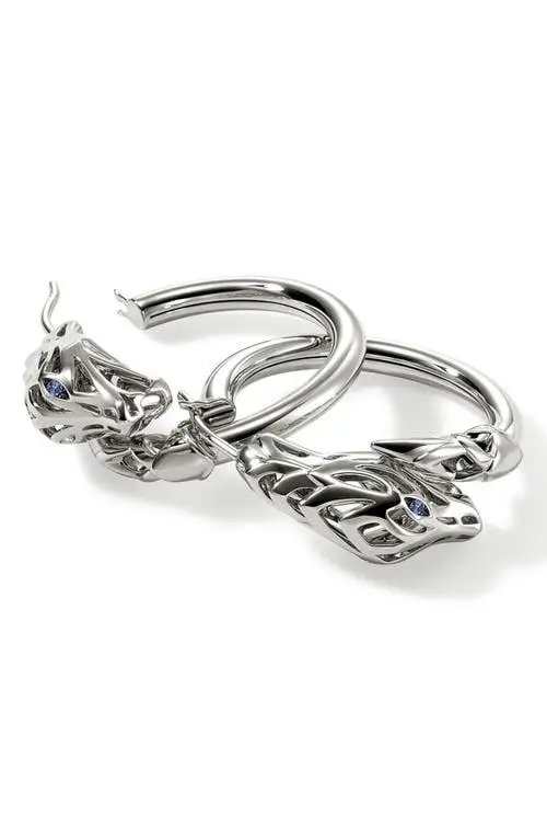 John Hardy Naga Hoop Earrings With Diamonds - Silver