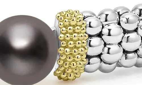 Lagos Luna Black Tahitian Pearl Station Bracelet - Silver