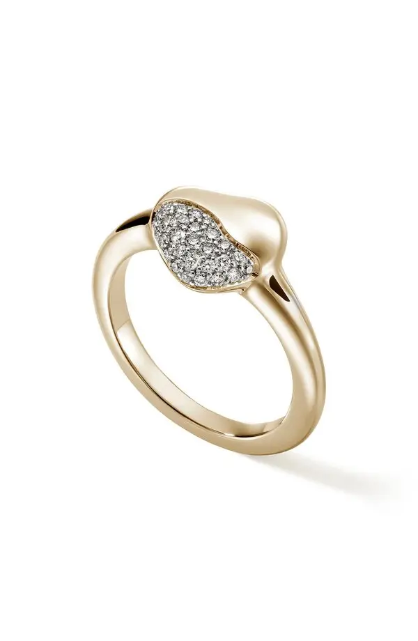 John Hardy Pebble Heart Diamond Ring