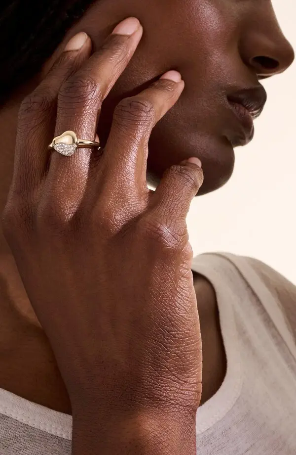 John Hardy Pebble Heart Diamond Ring