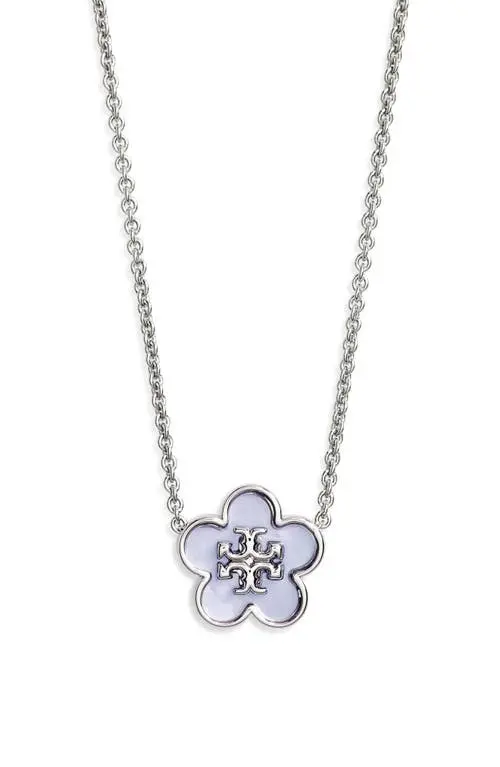 Tory Burch Forget Me Not Mother Of Pearl Pendant Necklace - Silver/purple