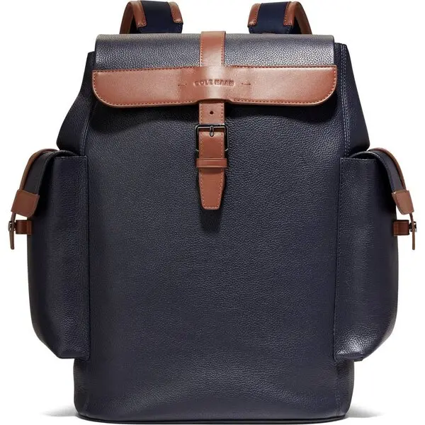 Cole Haan Triboro Leather Backpack - Navy/new British Tan