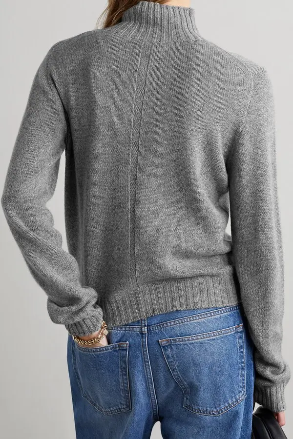 THE ROW Essentials Kensington Cashmere Turtleneck Sweater - Gray