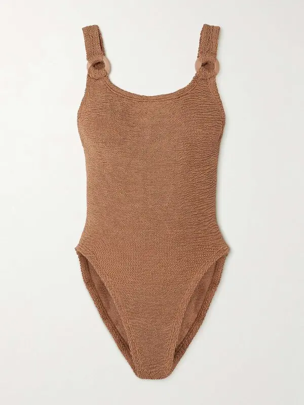 Hunza G - Hunza G Domino Embellished Seersucker Swimsuit