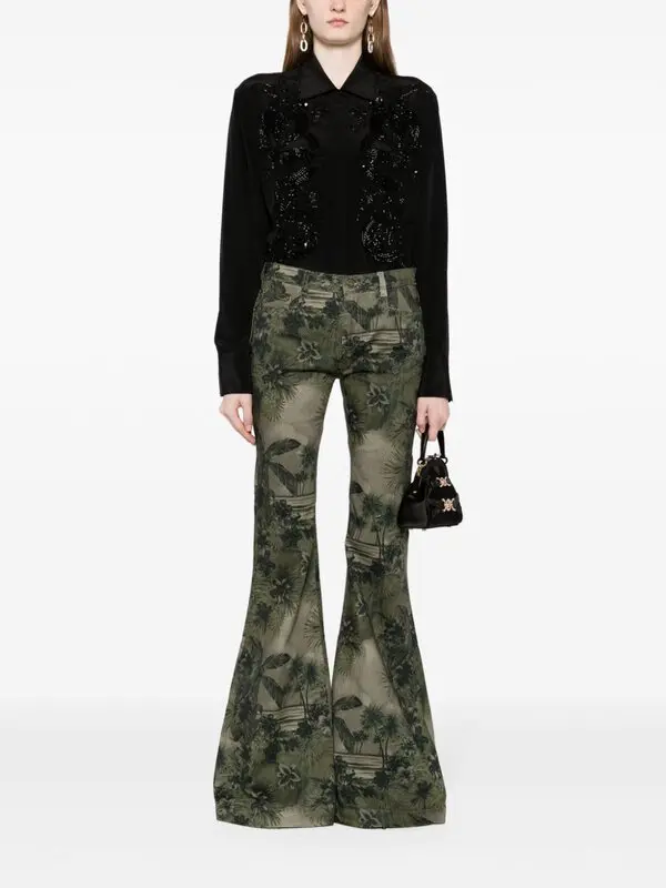 Roberto Cavalli Bead-embellished Appliqué Viscose Shirt