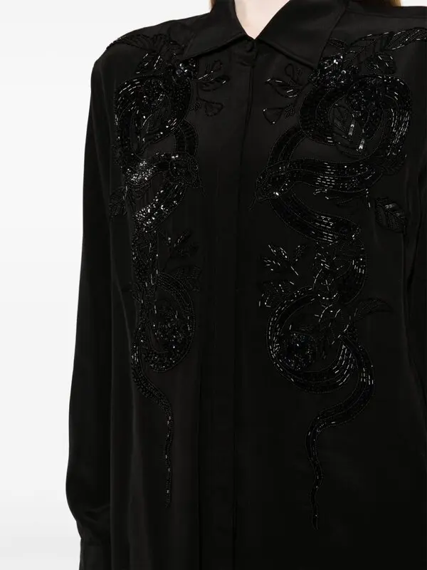Roberto Cavalli Bead-embellished Appliqué Viscose Shirt