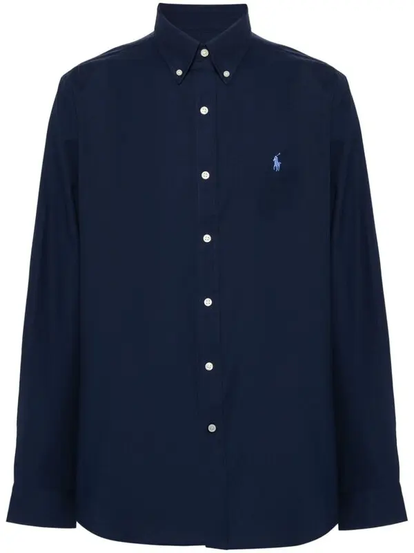 Polo Ralph Lauren Logo-embroidered Poplin Shirt - Blue