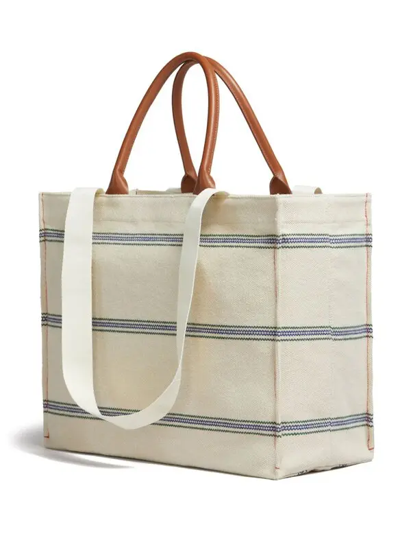 Marni Embroidered-logo Canvas Tote Bag - Neutrals