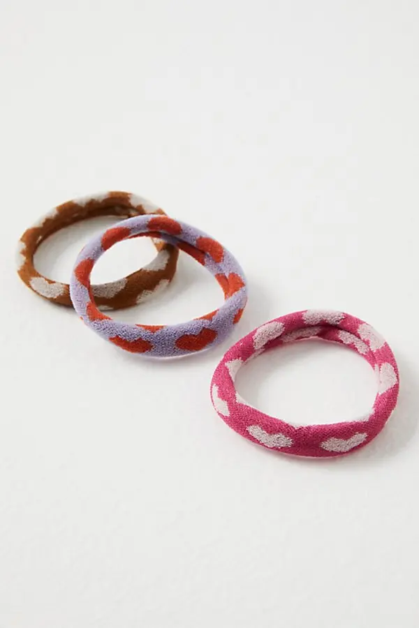 Free People Happy Hearts Hair Tie Pack - Pink Tonal