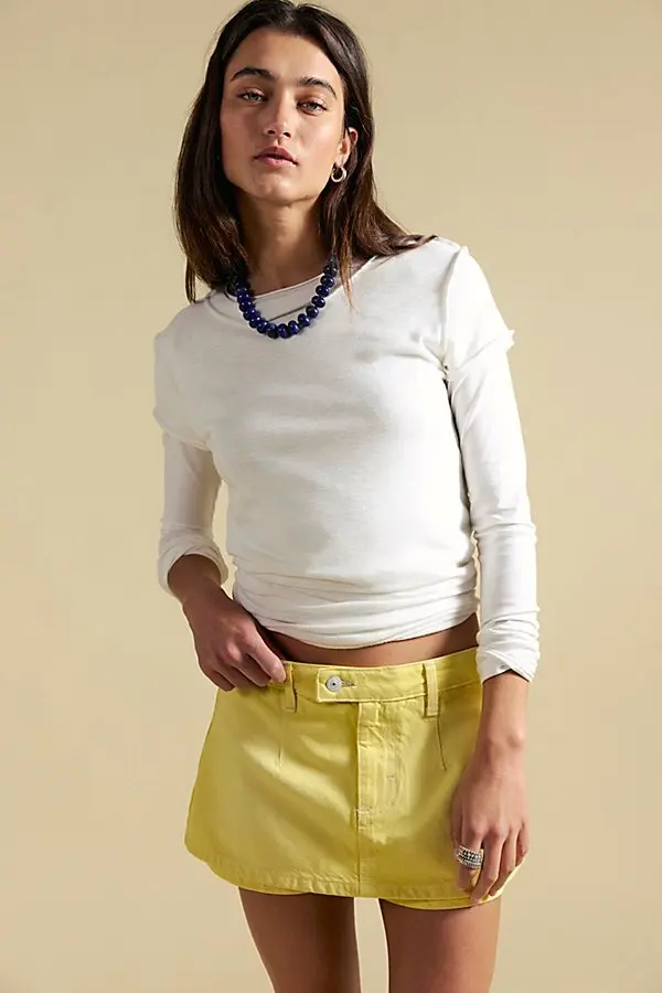 Free People We The Free Gallivanting Peekaboo Skort - Lemon Ice