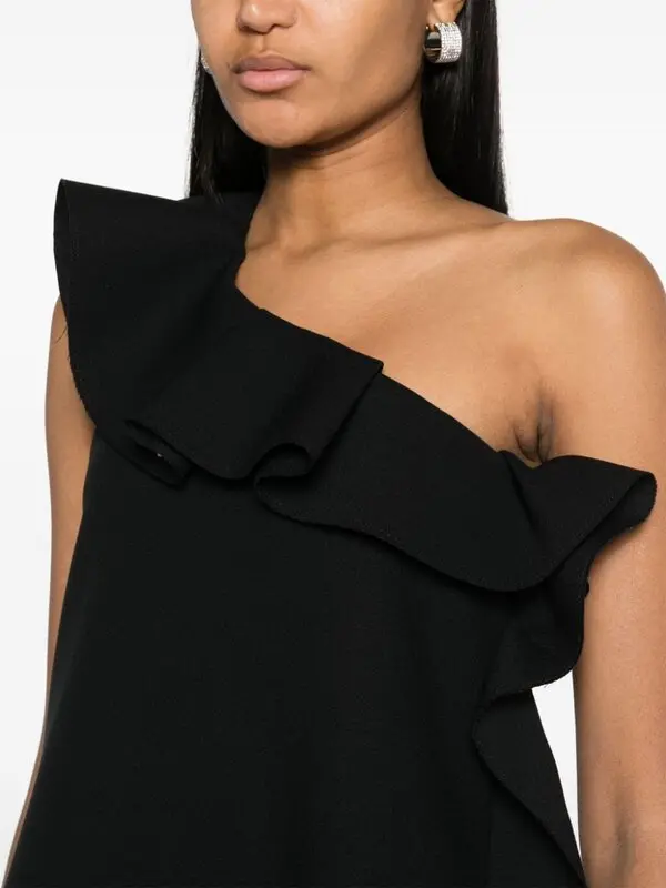 MSGM Ruffle-trim Asymmetric Minidress - Black