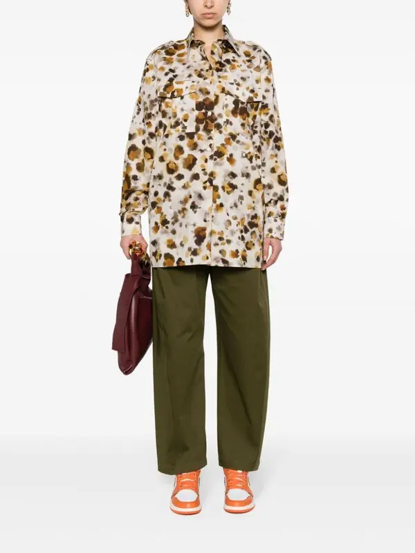MSGM Watercolour-print Cotton Shirt
