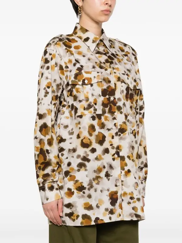 MSGM Watercolour-print Cotton Shirt