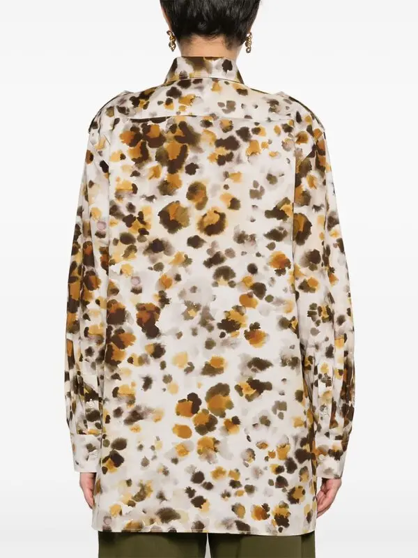 MSGM Watercolour-print Cotton Shirt