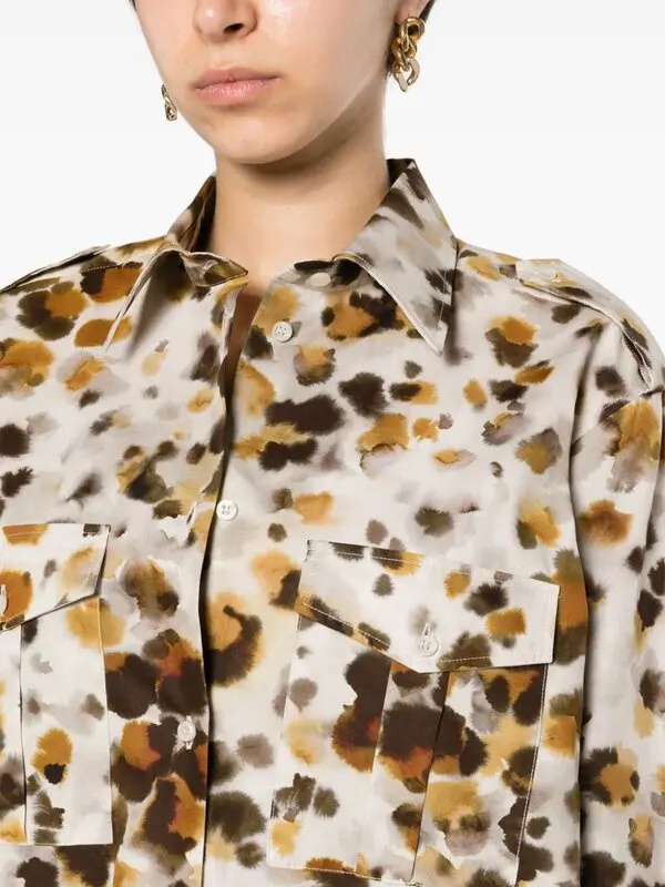 MSGM Watercolour-print Cotton Shirt