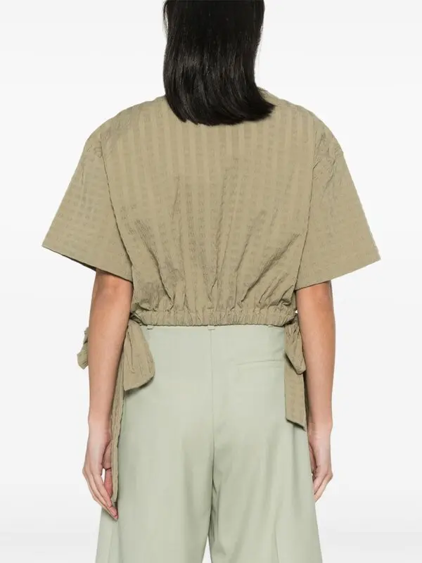 MSGM Seersucker Cropped Shirt