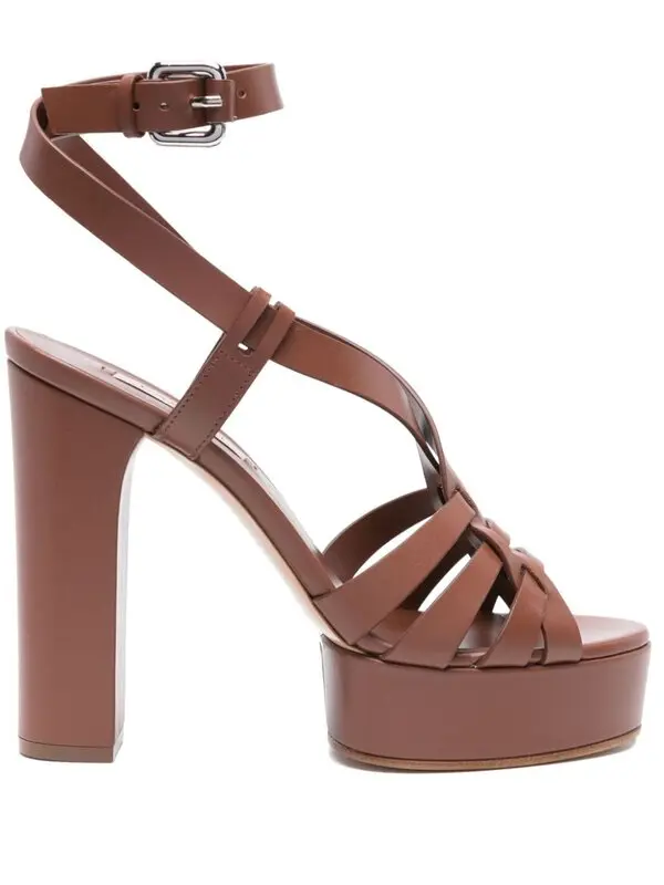 Casadei Betty 120mm Leather Sandals - Brown