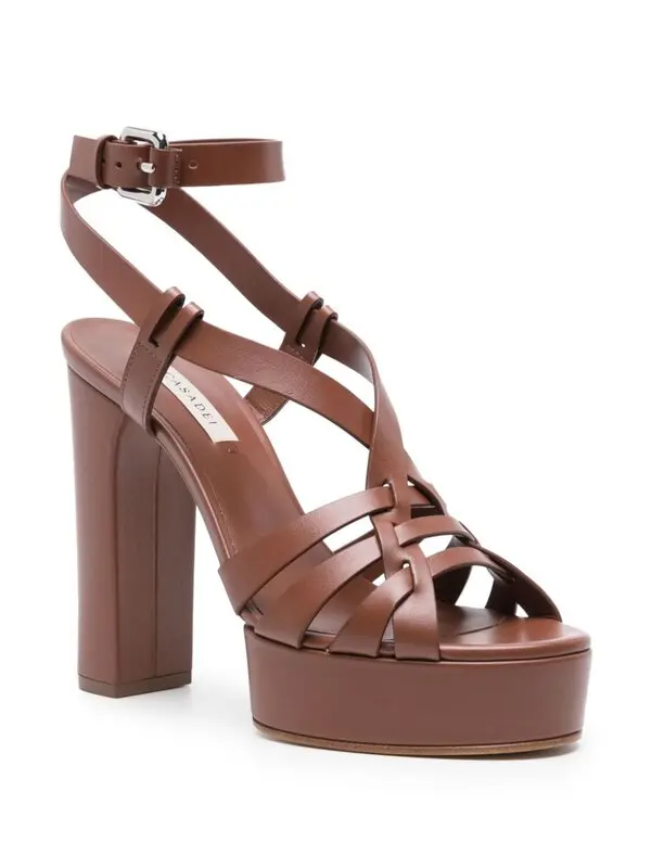Casadei Betty 120mm Leather Sandals - Brown