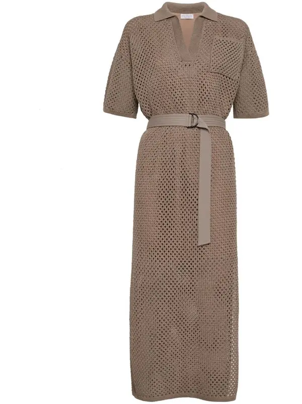 Brunello Cucinelli Crochet-knit Cotton Midi Dress