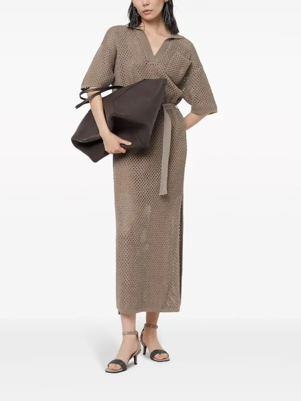 Brunello Cucinelli Crochet-knit Cotton Midi Dress