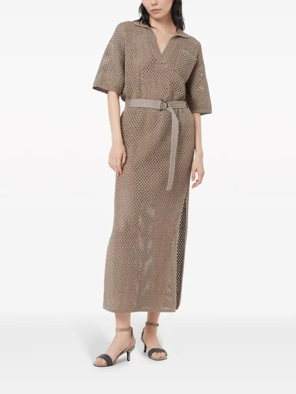 Brunello Cucinelli Crochet-knit Cotton Midi Dress