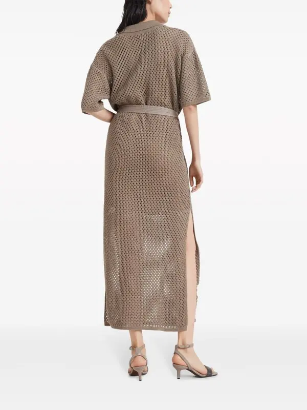 Brunello Cucinelli Crochet-knit Cotton Midi Dress