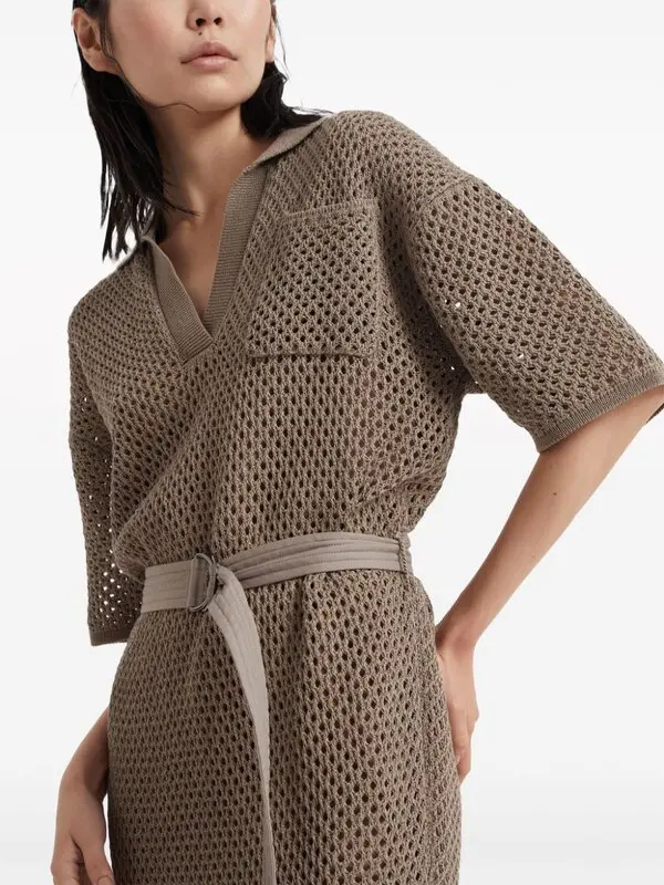 Brunello Cucinelli Crochet-knit Cotton Midi Dress