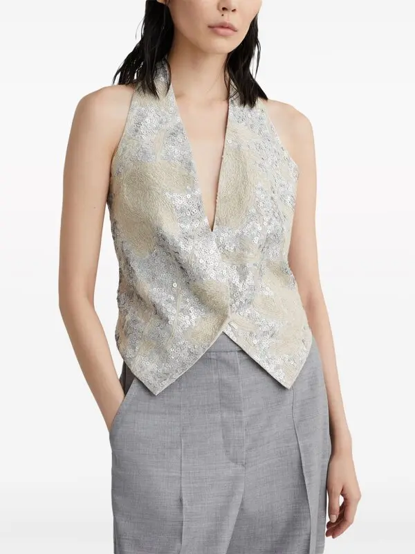 Brunello Cucinelli Sequin-embellished Linen Blouse