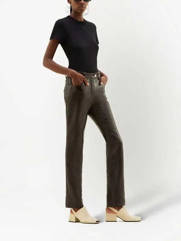 COURREGES Straight-leg Vinyl Trousers - Black