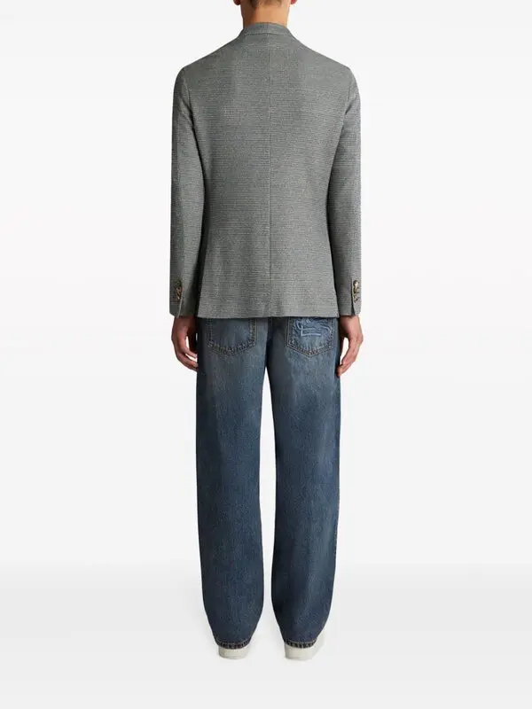 Etro Fine-checked Single-breasted Blazer - Blue
