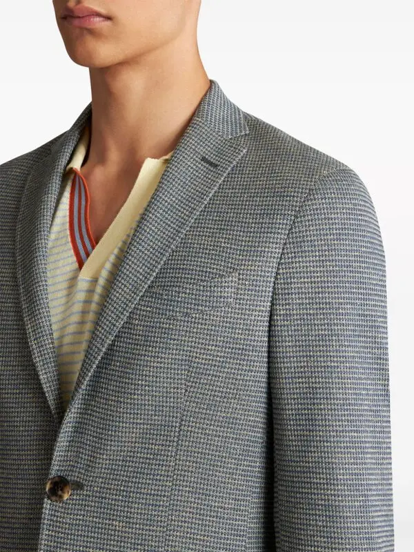 Etro Fine-checked Single-breasted Blazer - Blue