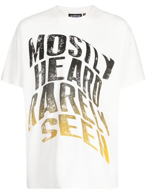 MOSTLY HEARD RARELY SEEN Faded Warped Cotton T-shirt - White