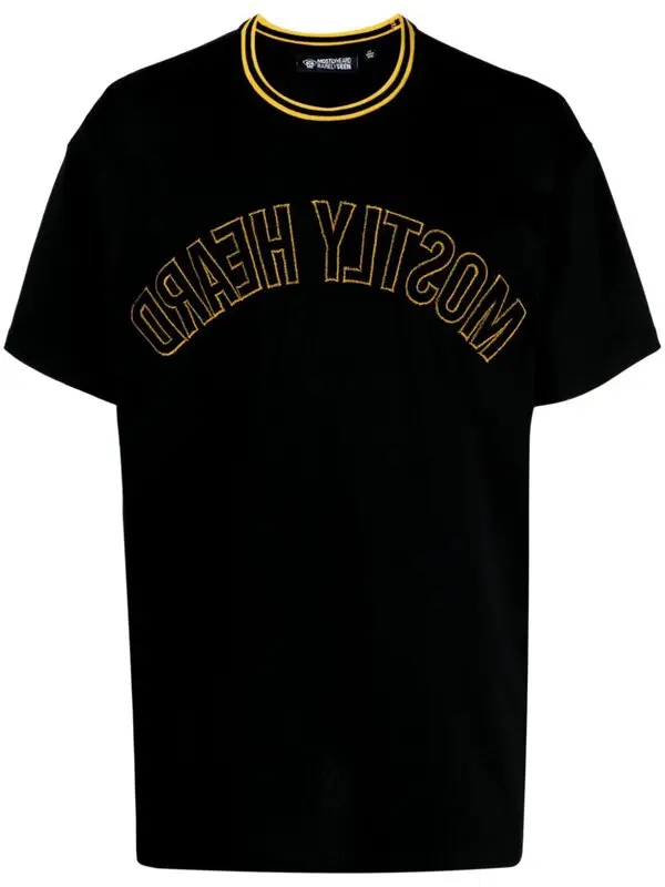MOSTLY HEARD RARELY SEEN Varsity Logo-embroidered Cotton T-shirt - Black