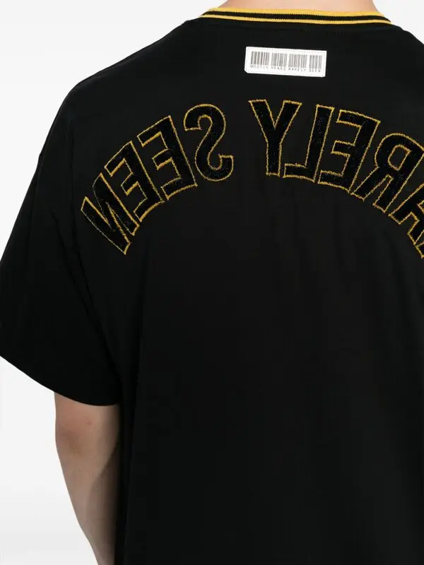 MOSTLY HEARD RARELY SEEN Varsity Logo-embroidered Cotton T-shirt - Black