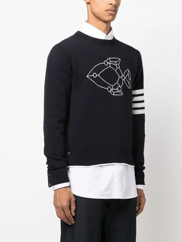 Thom Browne Fish Icon-intarsia Jumper