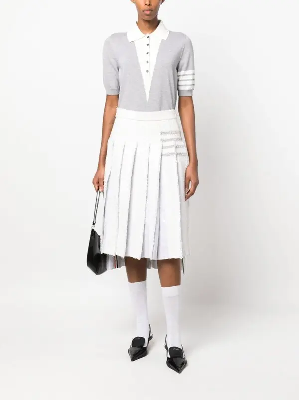 Thom Browne 4-bar Tweed Pleated Skirt