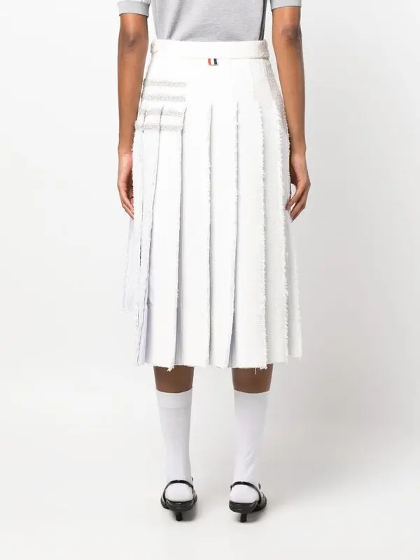 Thom Browne 4-bar Tweed Pleated Skirt