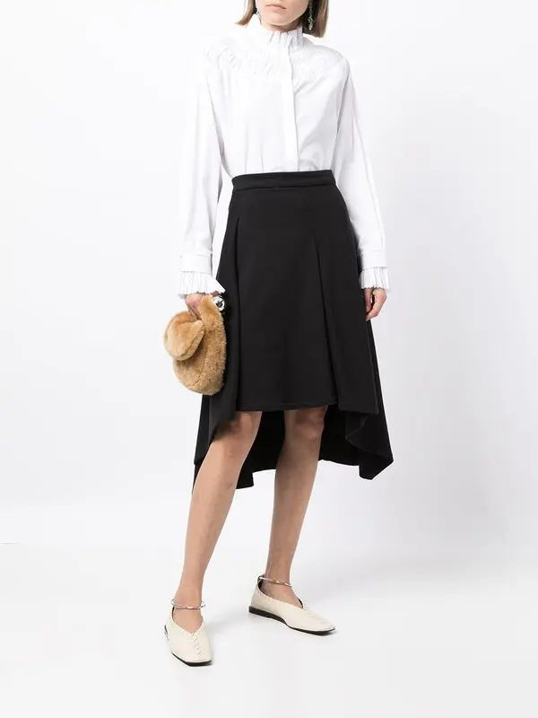 SHANSHAN RUAN Asymmetric Pleated Midi Skirt